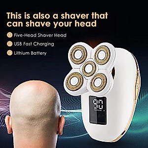Electric Razor for Women Painless Leg Shaver Hair Remover for Leg Face Lips Body Arm Cordless Bikini Trimmer Lady Wet Dry Instant Shaver Waterproof and USB Rechargeable-Bald Head Shaver for Men