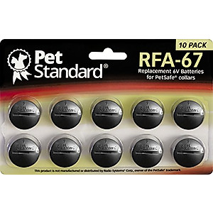 PET STANDARD Replacement RFA-67 6V Lithium Batteries Compatible With PetSafe Battery-Operated Pet Products and Specific Dog Receiver Collars - RFA-67D-11 (Pack of 10)