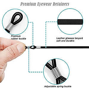 VOOGLASS Glasses Strap(6 PCS) Sports Eyeglass Strap,Adjustable Sunglasses Lanyard Neck Holders Cord Retainer for Men Women