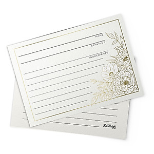 Victorian Gold Foil Floral Recipe Cards, 4x6 inches