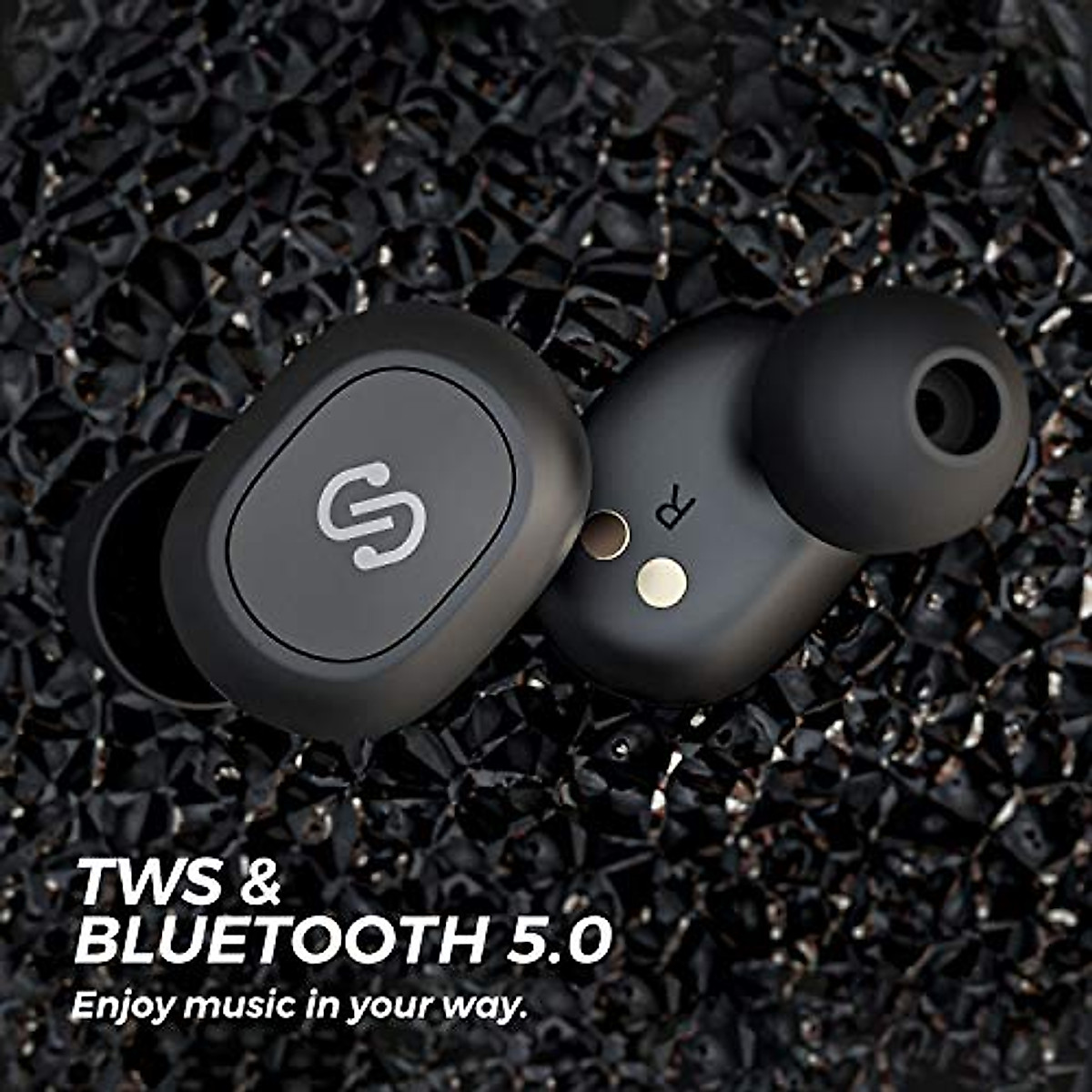 SoundPEATS TrueFree True Wireless Earbuds Bluetooth 5.0 in-Ear Stereo Bluetooth Headphones with Microphone Wireless Earphones 15 Hours Playtime, Hands-Free Calls, One-Step Pairing