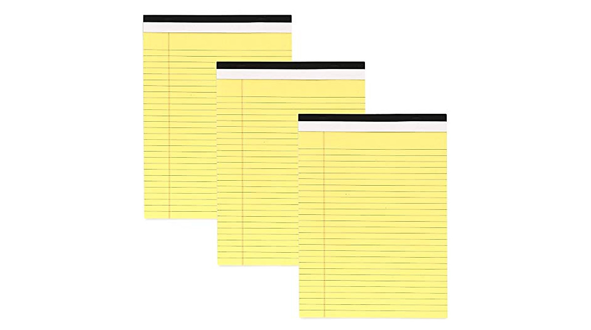 Emraw Yellow Legal Pads - Pack of 3, 50 Sheets, Micro Perforated Edges