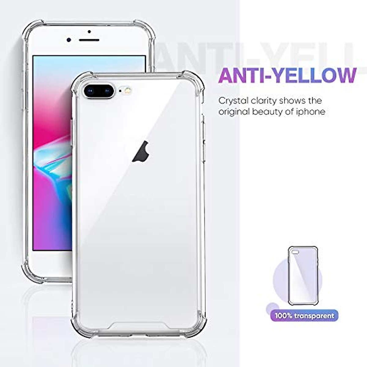 ORIbox Case Compatible with iPhone 7 Plus Case, Compatible with iPhone 8 Plus Case, with 4 Corners Shockproof Protection