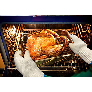 Heat Resistant Gloves - EN407 Certified 932°F Oven Gloves, Cut-Resistant Grill Gloves, Cooking Gloves for BBQ, Grilling, Baking, Cutting, Welding, Smoker Fireplace, 1 Pair (2 Pieces Set), White