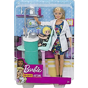 Barbie Careers Doll & Playset, Dentist Theme with Blonde Fashion Doll, 1 Patient Doll, Furniture & Accessories