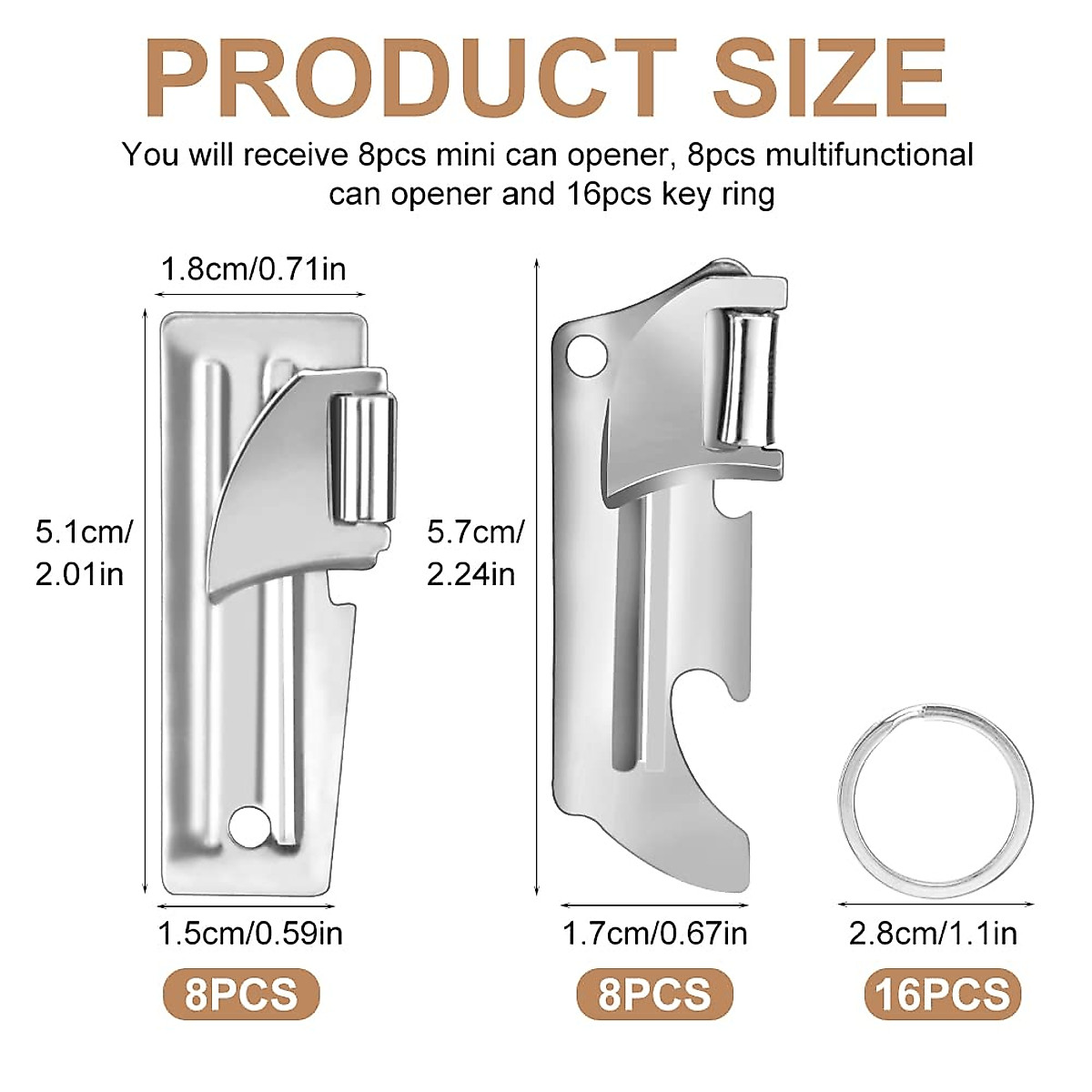 32pcs Camping Can Opener Travel Can Opener with Key Ring, Portable Stainless Steel Can Opener for Travel, Barbecue(size:32pcs)