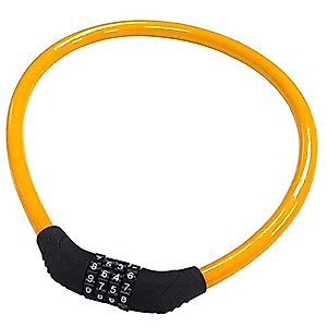 Sanwo Security Bike Lock 4 Digit Resettable Combination Cable Lock for Bicycle, 2 Feet x 1/2 Inch (Orange)