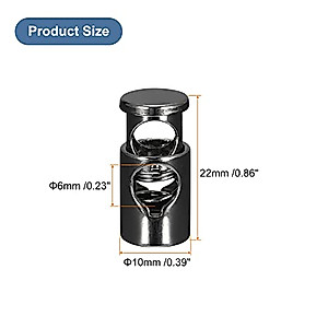 uxcell 12pcs Metal Cord Locks, 6mm Single Hole Spring Stopper Fastener Slider Toggles End for Drawstrings Bag Backpacks Clothing Lanyards, Black