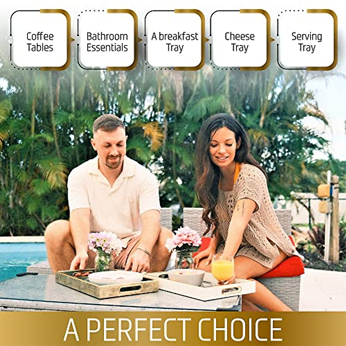 KreativByDesign Abstract Marble Print Home Decor | Glass Topped Black Frame Serving Tray | Ideal Gift with an Elegant Gift Box | Coffee Table Tray | Elegant Tray | PS Framed Printed Glass Table Tray