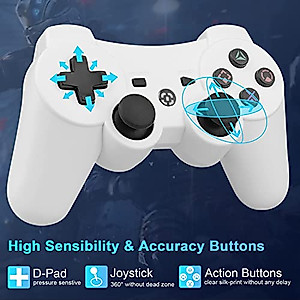 YU33 2 Pack Wireless Controller Works for PS3 Controller, Control for Playstation 3 Controller Wireless, Remote/Mando/Controles de pa3 with Charging Cable, 2023, New Black and White