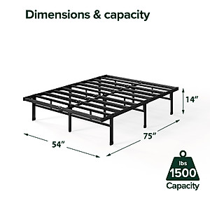 Zinus Justin 14 Inch Easy to Assemble Mattress Foundation, Steel Support, No Box Spring Needed, Full