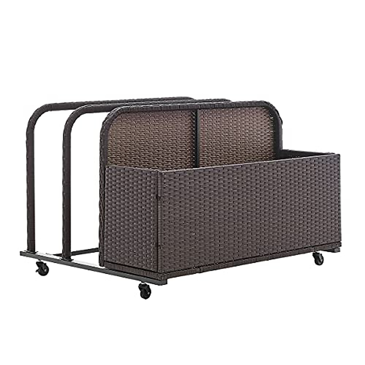 Barton Rolling Toy Caddy All-Wicker Outdoor Patio Furniture Organizer Wicker Box Float Deck Rolling Holder Bench