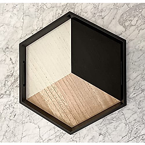 Montecito Home - Hexagon Modern Farmhouse Coffee Table Tray -Ottoman Tray - Breakfast, Drinks, Liquor Serving Tray - from Farmhouse to Modern (Pitch Black)