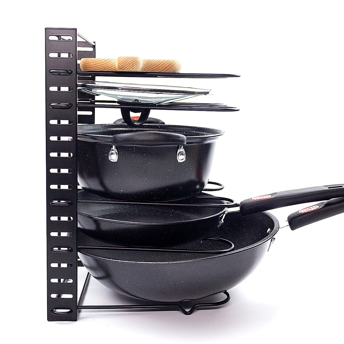 Pot Rack Organizers, Lid Organizer for Pots and Pans, 8 Tiers Pots and Pans Organizer with 3 DIY Methods, Adjustable Pot Lid Holders Pan Rack for Kitchen Counter and Cabinet by KAUKKO (KKS21-8 Tiers)