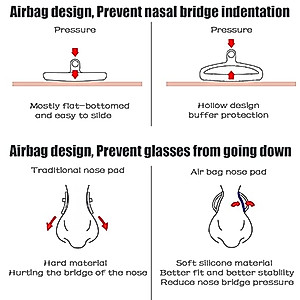 AONUOWE 15mm Soft Silicone Air Chamber Eyeglass Nose Pads, Repair Kit, Glasses Screws and Micro Screwdriver Cleaning Cloth, 5 Pairs of Screw-in Bag Pad Set + 1*Cleaning cloth