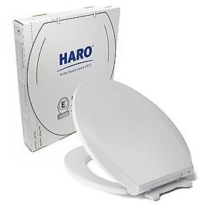 HARO | ELONGATED Toilet Seat | Slow-Close-Seat | Heavy-Duty up to 550 lbs, Quick-Release & Easy Clean, Fast-Fix-Hinge, No-Slip Bumpers | Premium-Duroplast > Scratch Resistant | 18.5" x 14.5" x 2.32"