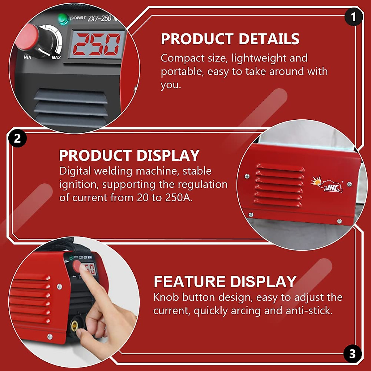 TEHAUX 1 Set Portable 110V Mini Electric Welding Machine IGBT DC Inverter Stick Welder