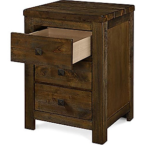 Finch Stratford Farmhouse Wooden Nightstand with 2 Drawers, Bedside End Table, Space Saving Design, Rustic Brown