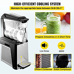 VEVOR Commercial Slushy Machine, 20L Double Tank Slushie Machine, 900W Frozen Drink Machine, Commercial Margarita Smoothies Maker Automatic Cleaning, Slushy Machine for Restaurants Cafes Bars