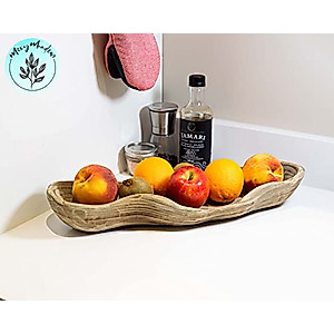 Moxy Meadows Large Wooden Dough Bowl - 18" long Wooden Decorative Bowl, great as a Centerpiece Bowl, Bread Bowl or Farmhouse Décor. Add style to your home with our wooden dough bowls for décor.