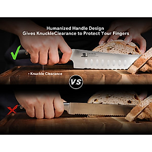 Piklohas Resharpenable Bread Knife, 10-inch Multifunction Serrated Knife, German HC Stainless Steel Bread Cutting Knife With Innovative Wavy Edge For Efficient Slicing, Razor Sharp For Homemade Bread