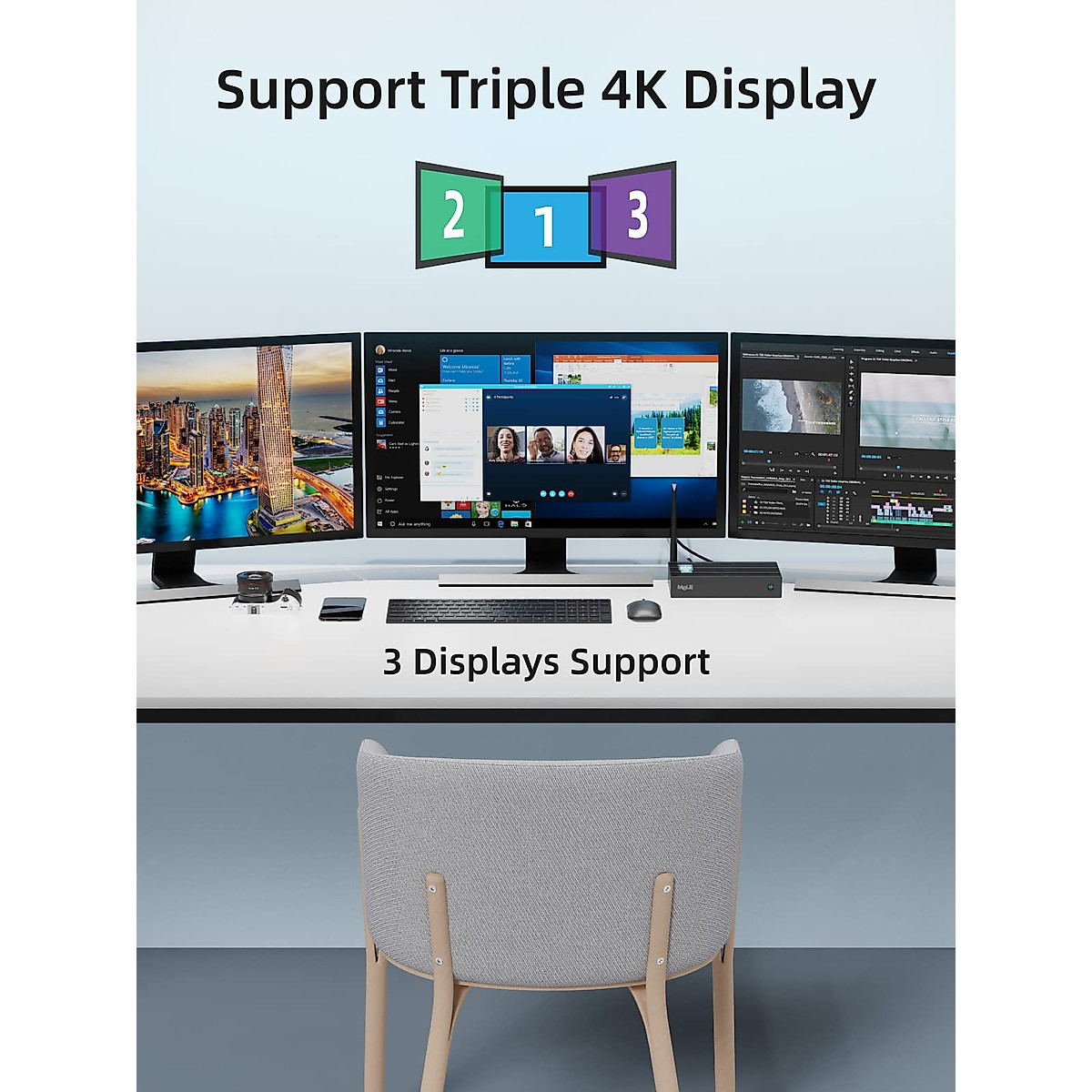 MeLE Fanless Mini PC Computer PCG35 J4125 8GB 128GB Windows-11-Pro Micro PC Support M.2 NVMe SSD 2.5" HDD/SSD 2X HDMI 4K +1x VGA Triple Display WiFi 6 Gigabit Ethernet BT5.2 on Business Office Home