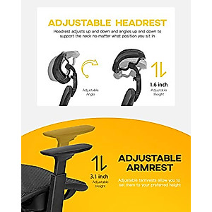 Office Chair Ergonomic Desk Chair Mesh Computer Chair with Arms Lumbar Support Swivel Rolling High Back Task Chair,Black