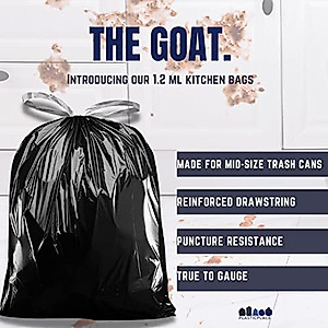 Plasticplace 13 gallon Extra Tall Drawstring Kitchen Trash Bags | Black 1.2 Mil, 24"W x 31"H,200 Count (Pack of 1)
