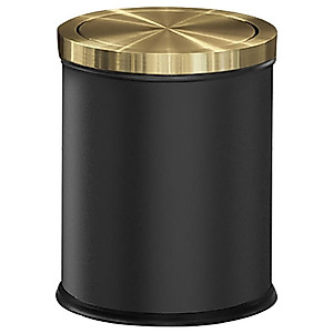 LEASYLIFE Bathroom Garbage can with lid, Trash Can with Flipping Lid, 4gallon,Garbage cans for Kitchen，Living Room. Metallic Gold (Black)