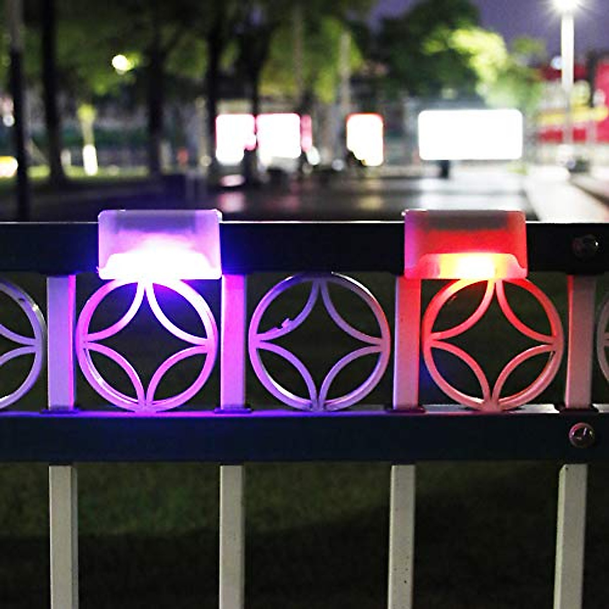 Solar Deck Lights 1 LED Wall Light Outdoor Garden Wall Lighting Fence Light Waterproof Landscape Courtyard Solar Ladder Light Color Changing Light Suitable for Outdoors Celebrations Pack of 4 Pieces