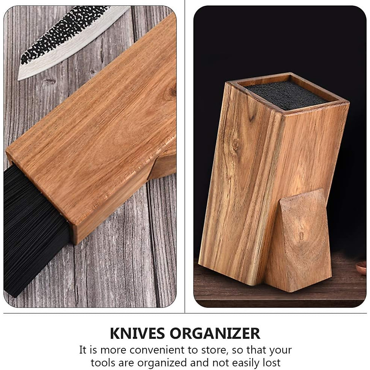 DOITOOL 1pc wooden holder kitchen holder slot holder holder rack Block rack Small Block storage rack Wooden Stand Divide the universal