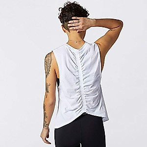 New Balance Women's Relentless Cinched Back Tank Top, White, Medium