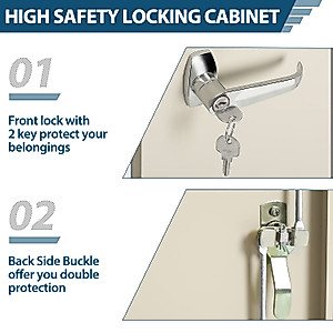 INTERGREAT Steel Storage Cabinet 42", Lockable Metal Storage Cabinet with 2 Doors Locking Counter Cabinet for Home Office (Grey)
