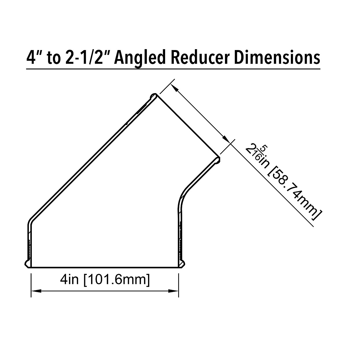 Angled Reducer 4” to 2-1/2”, Connect Shop Vac to Dust Collection Port (4in to 2.5in), Adapter Converter, 45-Degree Elbow, Attach Woodworking Dust Chute to Vacuum Hose, R4520 R4512 (4" to 2-1/2")