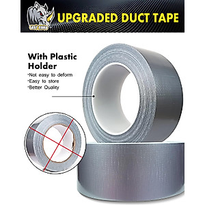 GRAY RHINO Duct Tape Heavy Duty Waterproof 1.88in 105ft/35yd Tearable with No Residue Strong Adhesive Duct Tape for Packaging Tape Indoor&Outdoor Repair Blackout Tape (1, Silver)