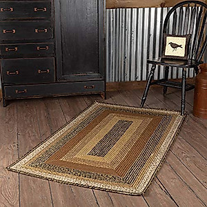 VHC Brands Kettle Grove Jute Rectangular Rug 36x60 Country Braided Flooring, Caramel Brown