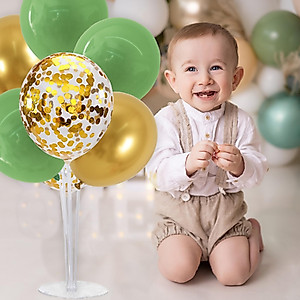 TONIFUL 4 Set Sage Green Gold Balloon Centerpieces for Table,Balloons Stand Kit for Baby Shower Birthday Party Decorations,Bridal shower,Anniversary