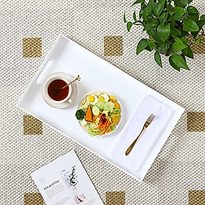 KEVJES Large White Acrylic Serving Tray with Handles-14x24x2 Inch Big Size Spill Proof Tray for Ottoman,Coffee Table, Breakfast, Tea, Food, Butler -Safe Edge Organizer Tray Decorative Tray