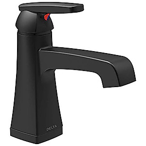 Delta Faucet Ashlyn Single Hole Bathroom Faucet, Single Handle Bathroom Faucet Matte Black, Bathroom Sink Faucet, Diamond Seal Technology, Drain Assembly, Matte Black 564-BLMPU-DST
