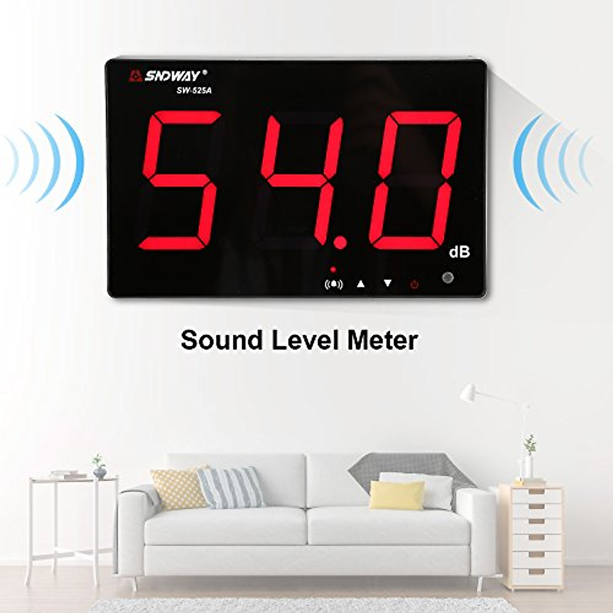 9.6'' Sound Level Meter Tester, 30~130db Sound Level Meter Tester, Large Screen LCD Display Wall Hanging Type Decibel Noise Measuring with Alarm (Sound Level Meter with Data Logger)