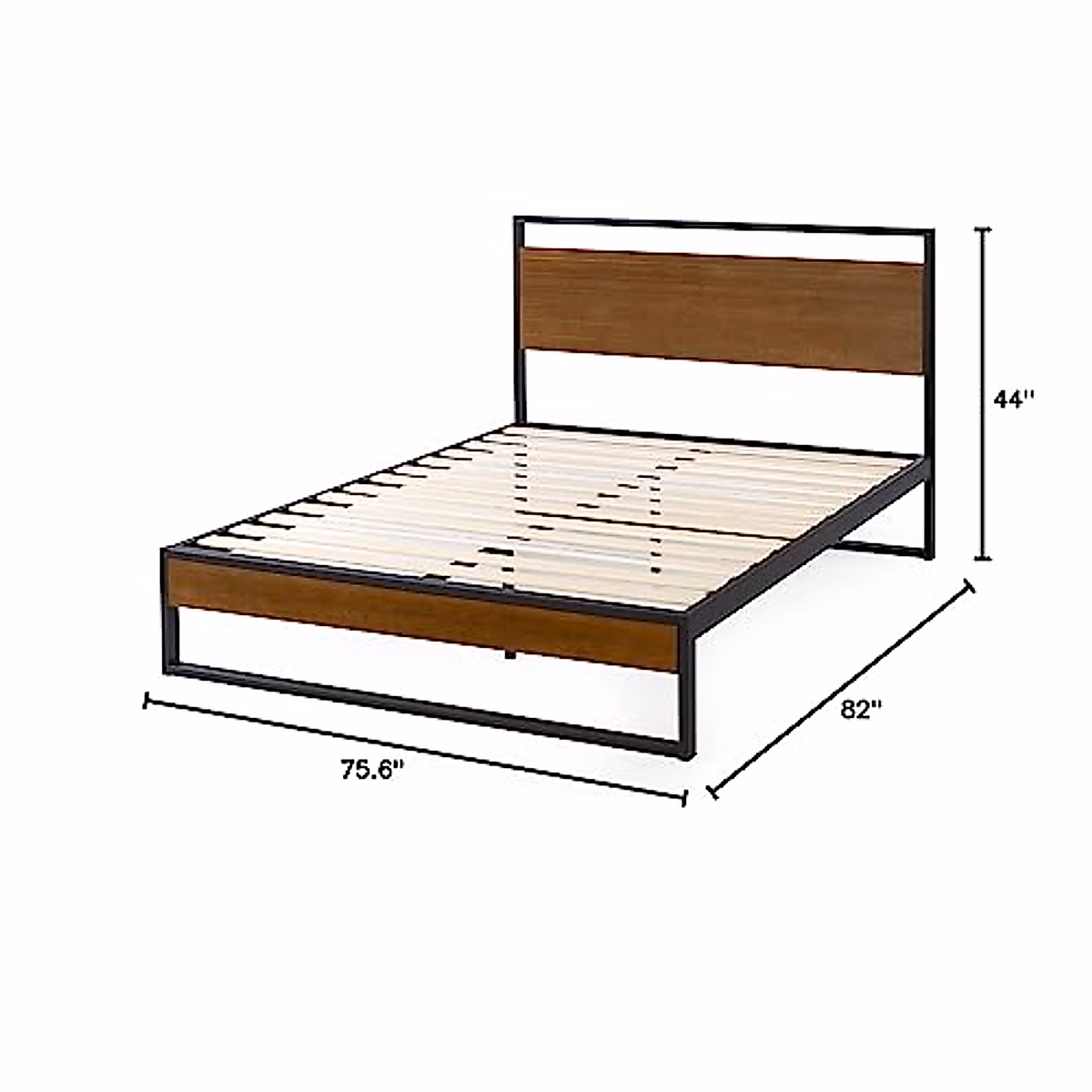 ZINUS Suzanne 44 Inch Bamboo and Metal Platform Bed Frame / Solid Steel Construction / No Box Spring Needed / Wood Slat Support / Easy Assembly, Chestnut Brown, King