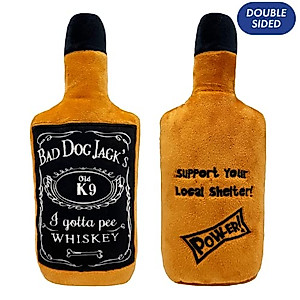Huxley & Kent H&K for Dogs Power Plush | Bad Dog Jack's Whiskey (Small) | Funny Dog Toy | Dog Toy with Squeaker | Dog Gift | Fun, Durable, and Safe | Squeaky Dog Toy