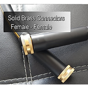 Atlantic Female to Female Heavy Duty Garden Hose 1 ft x 5/8 Inch Black Water Hose Short Connection Leader Hose (1 Foot Female-Female)