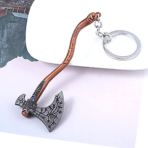SONGCHANGJEWELRY Game GOW Ragnarok Keychains - Kratos Leviathan Axe Cosplay Metal Keychain - Christmas Gifts for Men Teens Fan (Leviathan Axe Keychain)