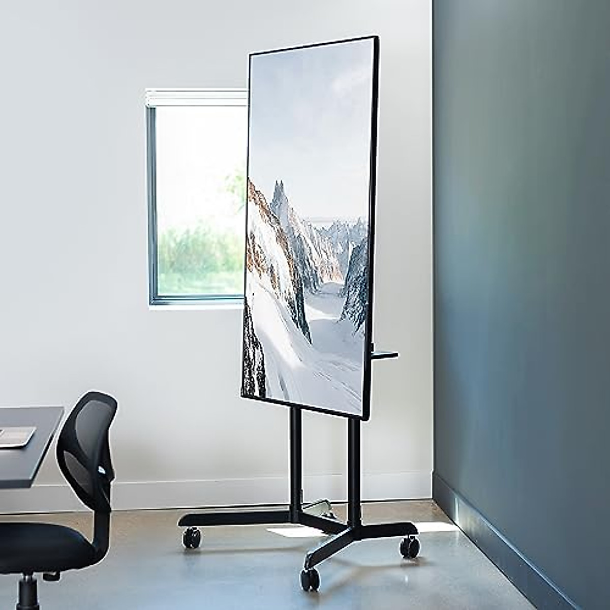 VIVO Mobile Premium TV Cart for 32 to 88 inch Screens up to 154 lbs, Samsung Digital Flipchart, Microsoft Surface Hub 2S, Portrait to Landscape, Shelf, Wheels, Max VESA 600x400, Black, STAND-TV02PB