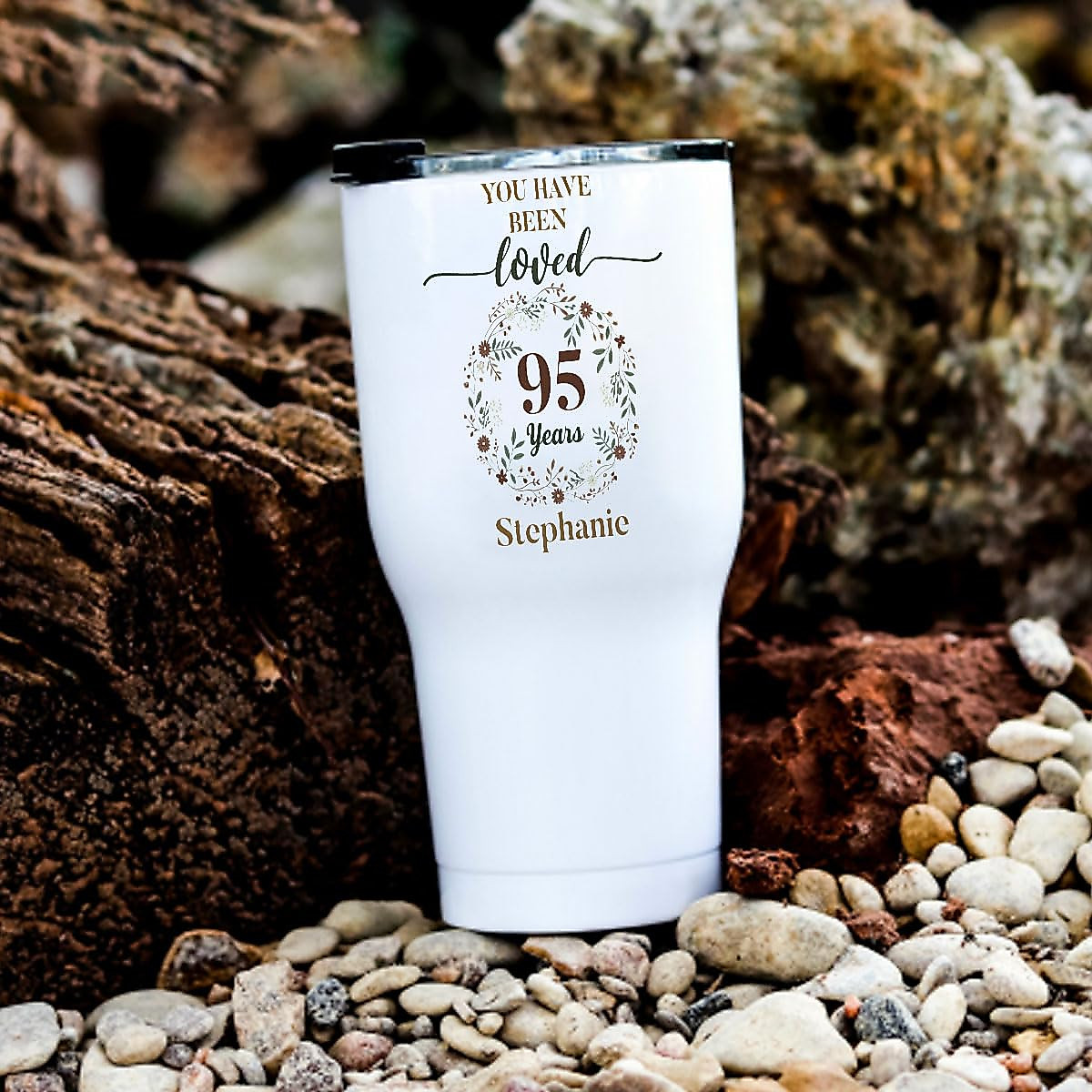 Wonderful Floral 95th Birthday Gift, You Have Been Loved 95 Years Fabulous Birthday Custom Personalized Name Insulated Tumbler 30oz Lid