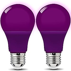 KQHBEN LED Purple Light Bulb A19 9Watts Equivalent 60w with E26 Base Colored Light Bulb for Wedding Halloween Christmas Party Bar Mood Ambiance Decor