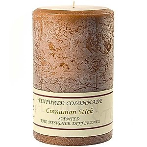 Textured 4x6 Cinnamon Stick Pillar Candle for Wedding/Dinner, Holiday Event, Home Decoration, 70 to 90 Hours, 4 in. diameterx6.25 in. Tall, 1 Piece