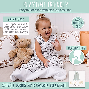 Baby Sleeping Sack, Organic Cotton, for 6-24 Months, Swaddle Transition Sleeping Bag, 2-Way Zipper, Warm - Soft Baby Wearable Blanket