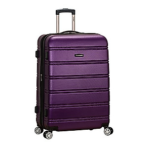 Rockland Melbourne Hardside Expandable Spinner Wheel Luggage, Purple, Checked-Large 28-Inch